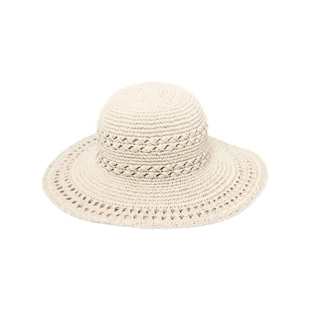 San Diego Hat Company Women's Cotton Crochet Hat with Scalloped Edge, UPF 50+, 4” Brim, Natural