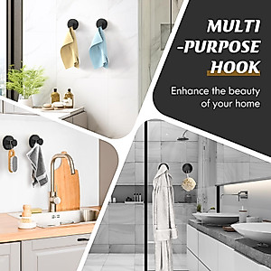 MOTAIPEAK Suction Cup Hooks for Shower,2Pcs Shower Hooks for Inside Shower,No Drill Towel Hooks for Bathroom Wall,Kitchen,Glass,Mirror,Tile to Hang Towels,Robes,Loofah-Black