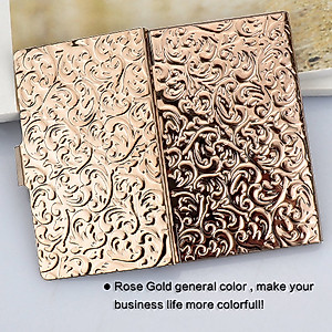 YOBANSA Stainless Steel Sculpture Rose Gold Business Card Holder Credit Card Holder Name Card Case Business Card Case for Men and Women (Rose gold 02)