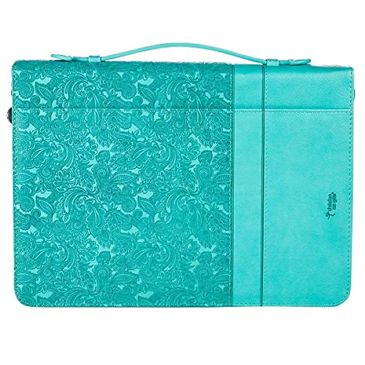 Christian Art Gifts Women's Fashion Bible Cover Everlasting Love Jeremiah 31:3, Turquoise Paisley Faux Leather, Medium