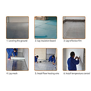 Electric Underfloor Heating Mat, 360W Cuttable Safe Electric Floor Heating System Self Adhesive High Efficiency for Bedroom (220-240V)