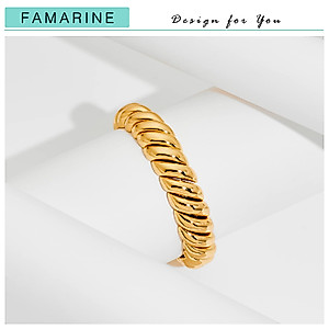 FAMARINE Gold Chunky Bangle Bracelet, Stretchable Elastic Bracelet for Women Men