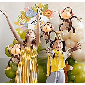 Large Inflatable Monkey (Pack of 3) 27-Inch Monkeys for Baby Shower, Safari, Jungle Themed Birthdays, Blow Up Animal Party Favors and Decorations for Kids and Toddlers