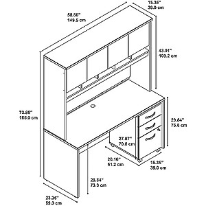 Bush Business Furniture Series C Office Desk with Hutch and Mobile File Cabinet, 60W x 24D, Hansen Cherry