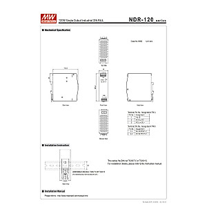 (12PACK) Mean Well NDR Switch Mode DIN Rail Slim and Economical Power Supply 90 ? 264V Ac Input NDR-120 Series 120W (NDR-120-24)