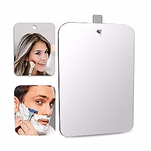 DFLLLO Large Fogless Shower Mirror, Anti-Fog Shower Mirror (12”X7.48 ”), Fog-Free Travel Shave Mirror, Shatterproof Shaving Mirror, Wall Hanging Mirror, Portable Makeup Mirror