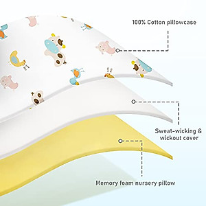 ICARE Toddler Pillow,Travel Pillow,20x12 Inch Cotton Pillow-s for Sleeping, Kids Pillow with Washable Cartoon Pillowcase - Perfect for Travel, Toddler Bed Set