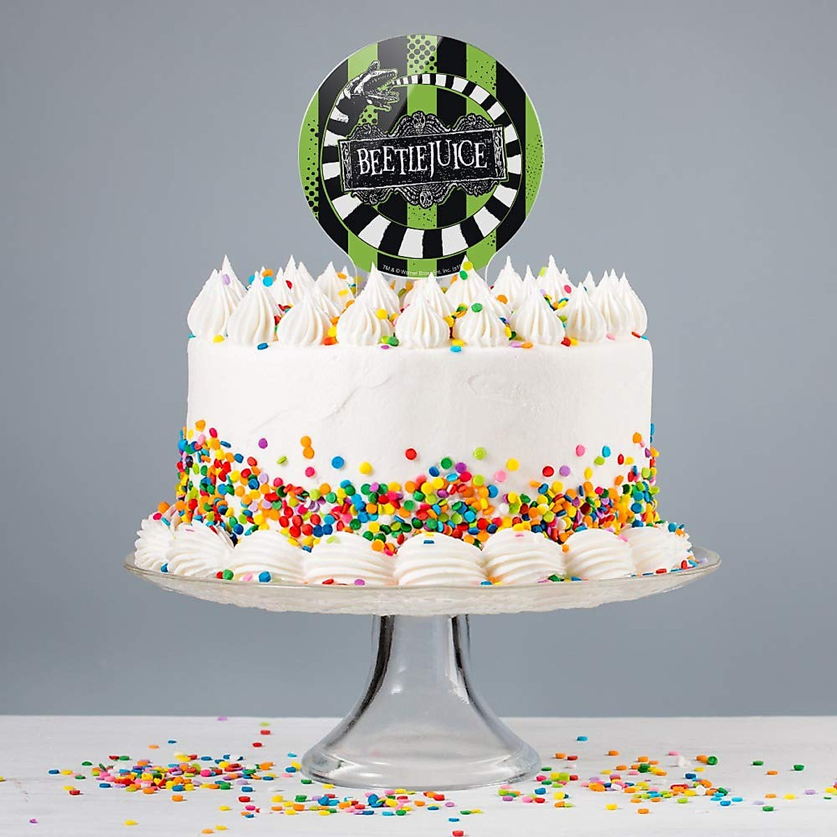 Acrylic Beetlejuice Beetle Worm Cake Topper Party Decoration for Wedding Anniversary Birthday Graduation