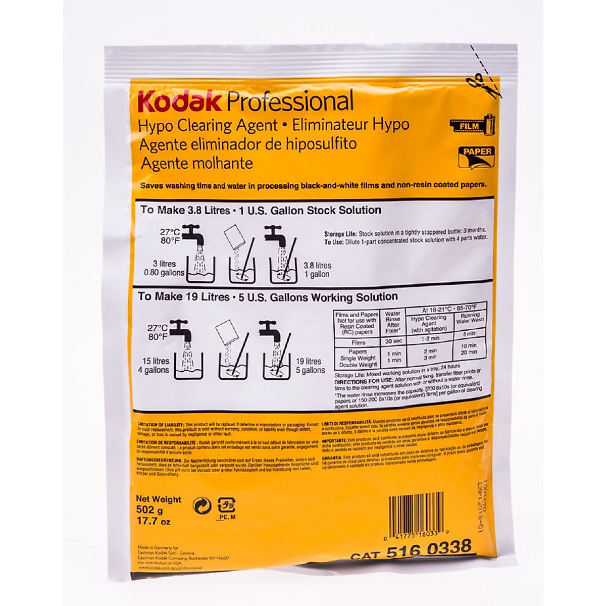 Kodak Professional Hypo Clearing Agent | Powder - To Make 5 Gallons