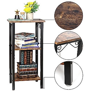 Peohud 3 Tier End Table, 30 Inch Tall Side Table with Storage, Rustic Telephone Table Nightstand for Living Room, Bedroom, Office, Sofa Couch, Small Places