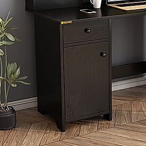 ALISENED Computer Desk with Drawers and Hutch, Home Office Desk Farmhouse Writing Table with Shelf,Wooden Executive Desk Writing Desk with File Drawer for Bedroom Small Space