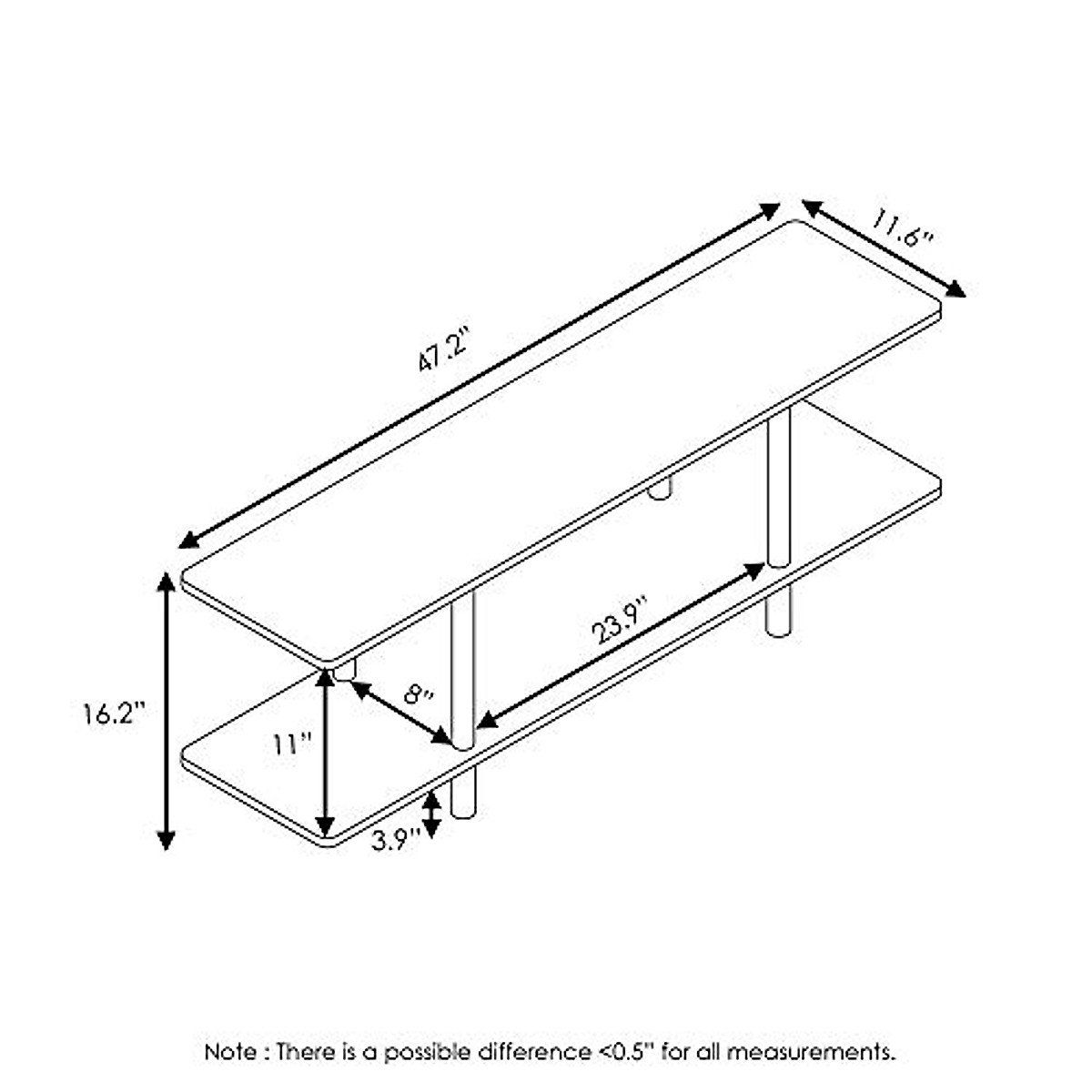 Furinno Turn-N-Tube 2-Tier Multipurpose Wide Shelf, Espresso/Black