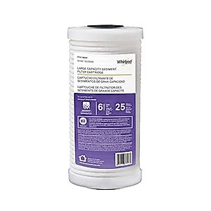 Whirlpool Whole House Large Capacity Sediment Filter WHKF-GD25BB, NSF Certified 25 Micron Filtration, 6-Month Filter Life, Protects Dishwasher, Laundry Machines and other Water Appliances