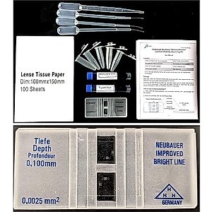 Rs' Science - Improved Neubauer Hemocytometer kit with Trypan Blue and Methylene Blue for Blood, Cell, Yeast Counting