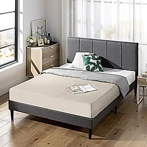 ZINUS Maddon Upholstered Platform Bed Frame with USB Ports, Mattress Foundation, Wood Slat Support, No Box Spring Needed, Easy Assembly, Grey, Full