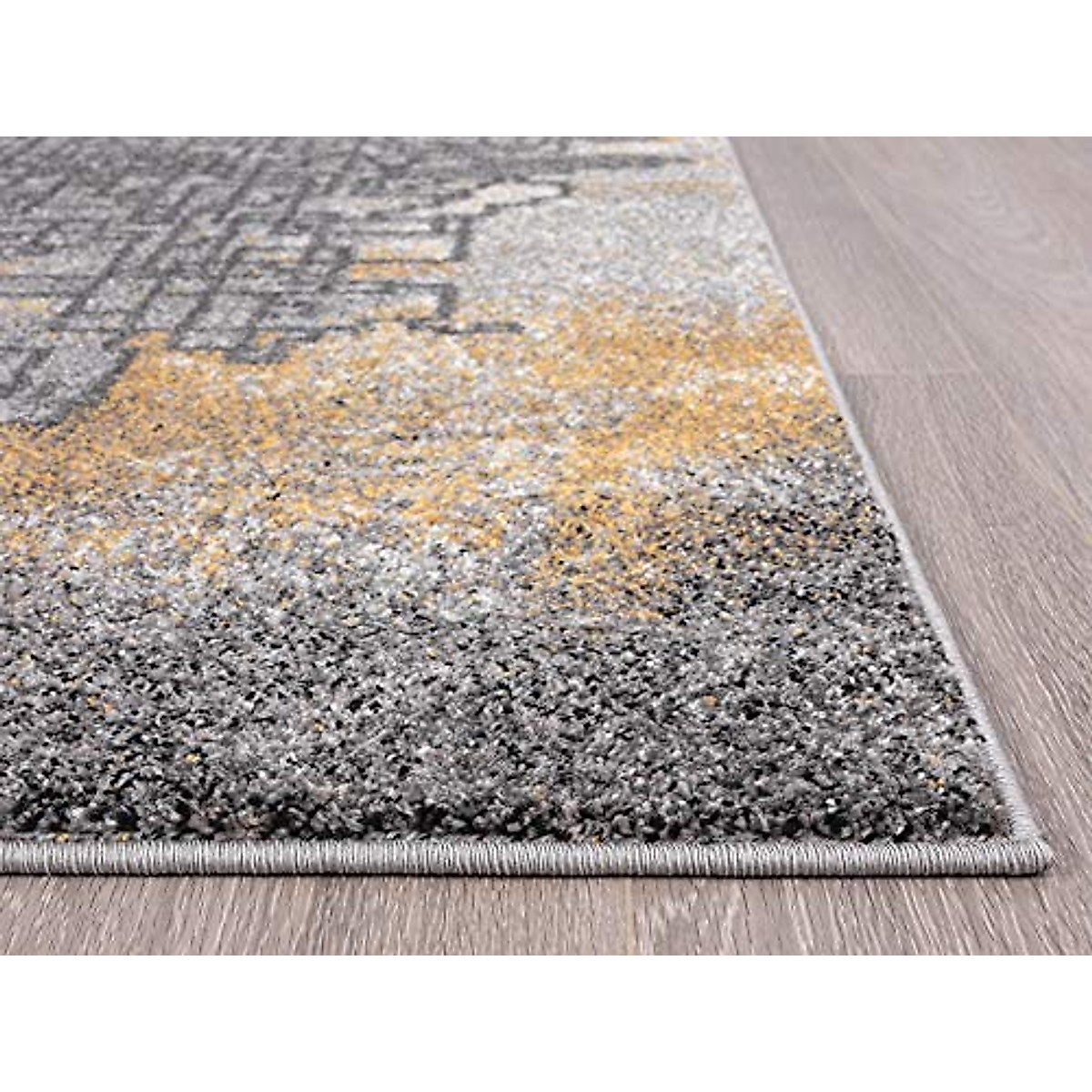 Abani Grey & Yellow Abstract Art Area Rug, Contemporary Style Rugs Laguna Collection Modern 7'9" x 10'2" Rectangle Accent Rug