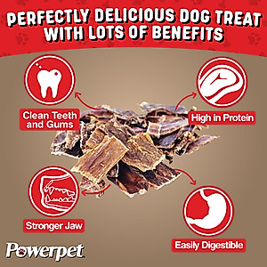 Powerpet Taffy Bites - Low Fat Premium Beef Jerky Treat, 100% Natural Beef Esophagus Dog Chew, Highly Digestible, Clean & Healthy Pet Snack, No Additives, High Protein, Improves Dental Hygiene, 8oz