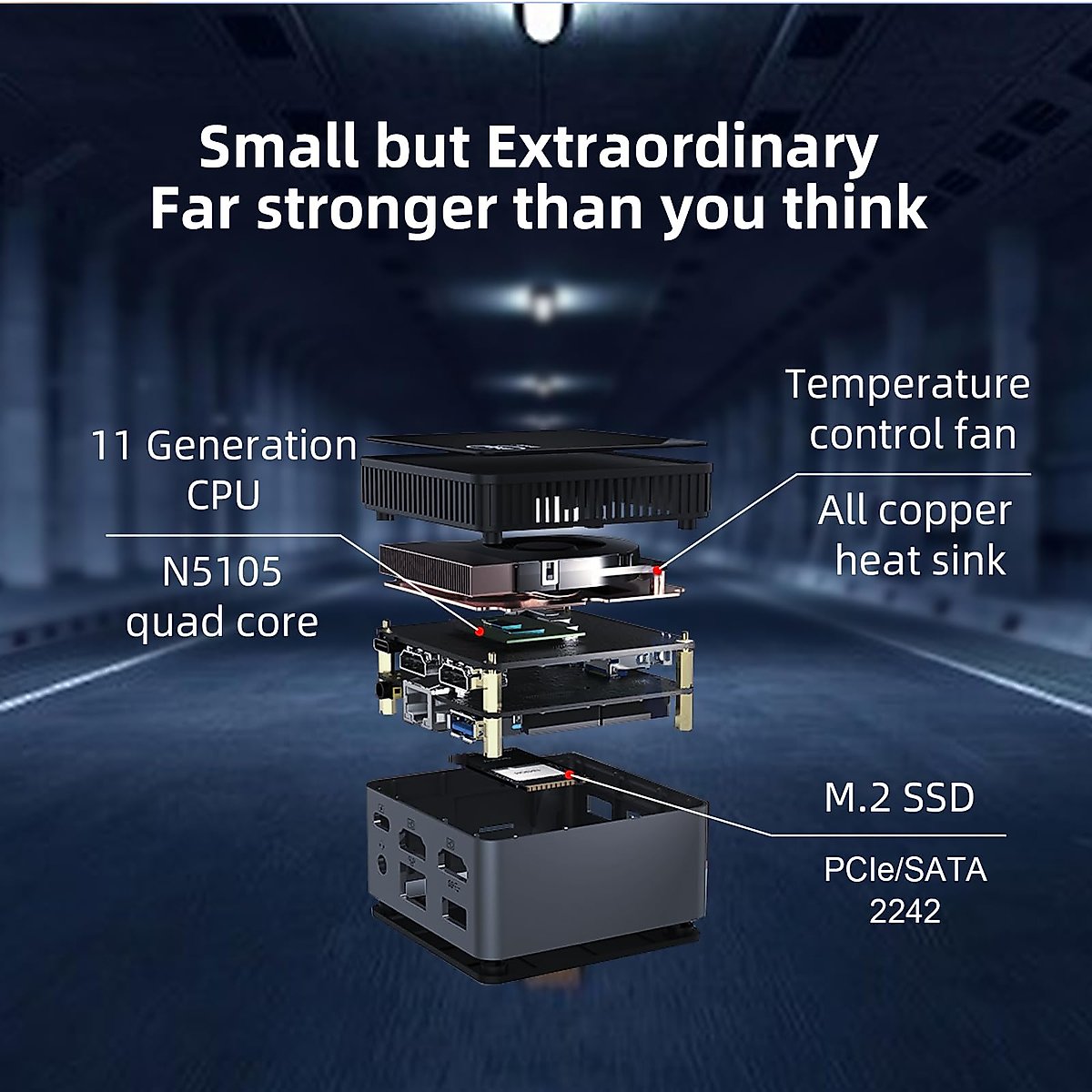 youyeetoo Mini PC,11th Gen 10nm N5105 Portable Tiny Computer Intel, 8GB RAM 256GB NVME SSD Mini Desktop Computer, Micro Computer with Dual HDMI 4K, WiFi 5, BT4.2, Slient Cooling Fans