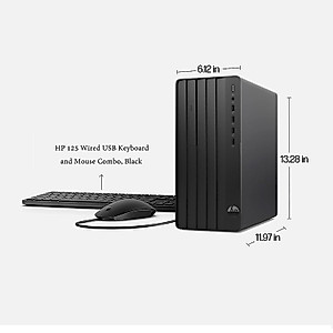 HP Pro Tower 290 G9 Desktop Computer, 12th Gen Intel 4-Core Processor (Intel Core i3-12100), 16GB RAM, 256GB NVMe SSD + 1TB 7200RPM HDD, 2-Monitor Support, HDMI, VGA, DVD-RW, Wi-Fi, Windows 11 Pro