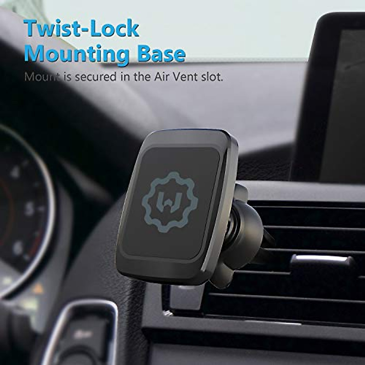 WixGear Magnetic Phone Car Mount, Universal Twist-Lock Air Vent Magnetic Car Phone Mount Holder, Phone Holder for Car Compatible with Cell Phones with Swift-Snap