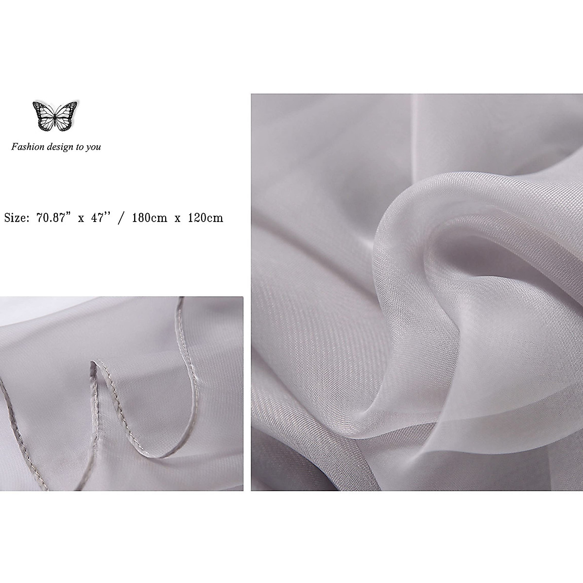 K-Elewon Solid Color Silk Feeling Scarf Fashion Scarves Wrap Long Lightweight Shawls for Women H01-02