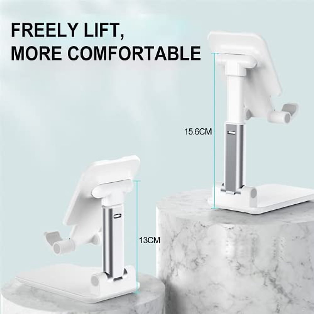 ChashenHa-Cell Phone Stand，Desktop Phone Stand ，Portable Folding Phone Stand, Foldable and Angle-Adjustable Height-elevating Holder, Suitable for All Smartphones and iPhones，（White）-2