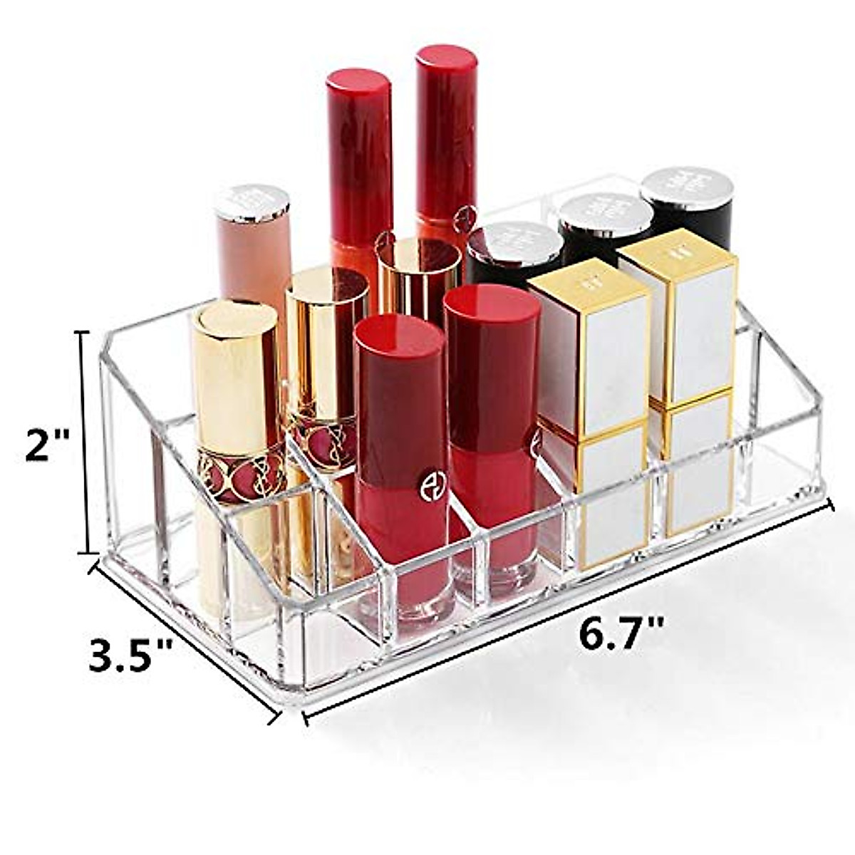 Weiai Lipstick Holder 18 Spaces Lipgloss Organizer, 3 Rows - Multi Level, Makeup Holder & Cosmetics Storage Display