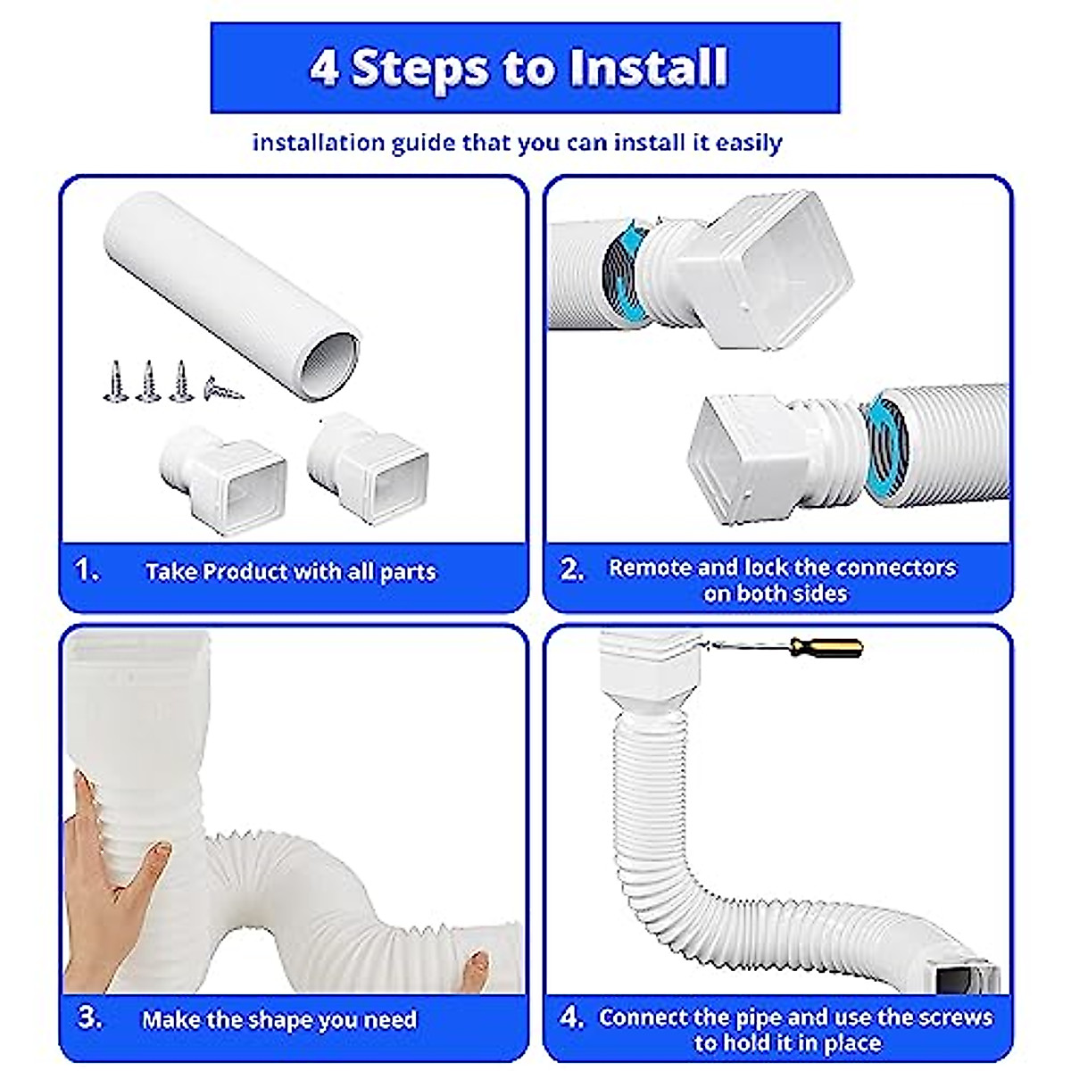 REBAGU Gutter Downspout Extensions 2 Pack – Non-Cracking Plastic Down Spout Drain Extension for Yard – Easy Installation Expandable Rain Gutter Downspout – Adjustable Shape Downspout Adapter (Black)