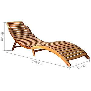 Outdoor Wooden Chaise Lounge Chair, Patio Chaise Lounger, Acacia Wood Reclining Lounge Chair for Poolside Lawn Backyard