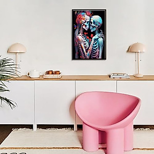 YEEWArt Day of The Dead Diamond Art Painting Kits for Adults Skeleton Couple Kissing Full Drill Diamond Dots Art for Beginners Round 5D Paint with Diamonds Pictures Gem Art Painting Kits 20x24inch