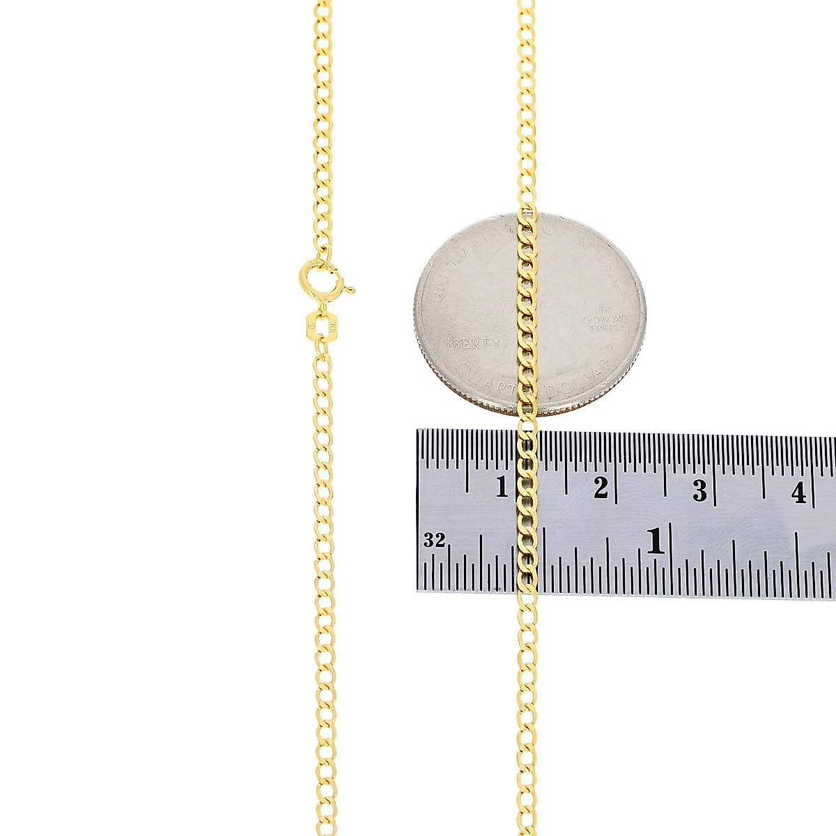 Nuragold 10k Yellow Gold 2mm Cuban Curb Link Chain Pendant Necklace, Womens Mens Jewelry 16" 18" 20" 22" 24" 26"