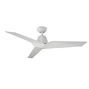 Vortex Smart Indoor and Outdoor 3-Blade Ceiling Fan 60in Gloss White with Remote Control works with Alexa, Google Assistant, Samsung Things, and iOS or Android App