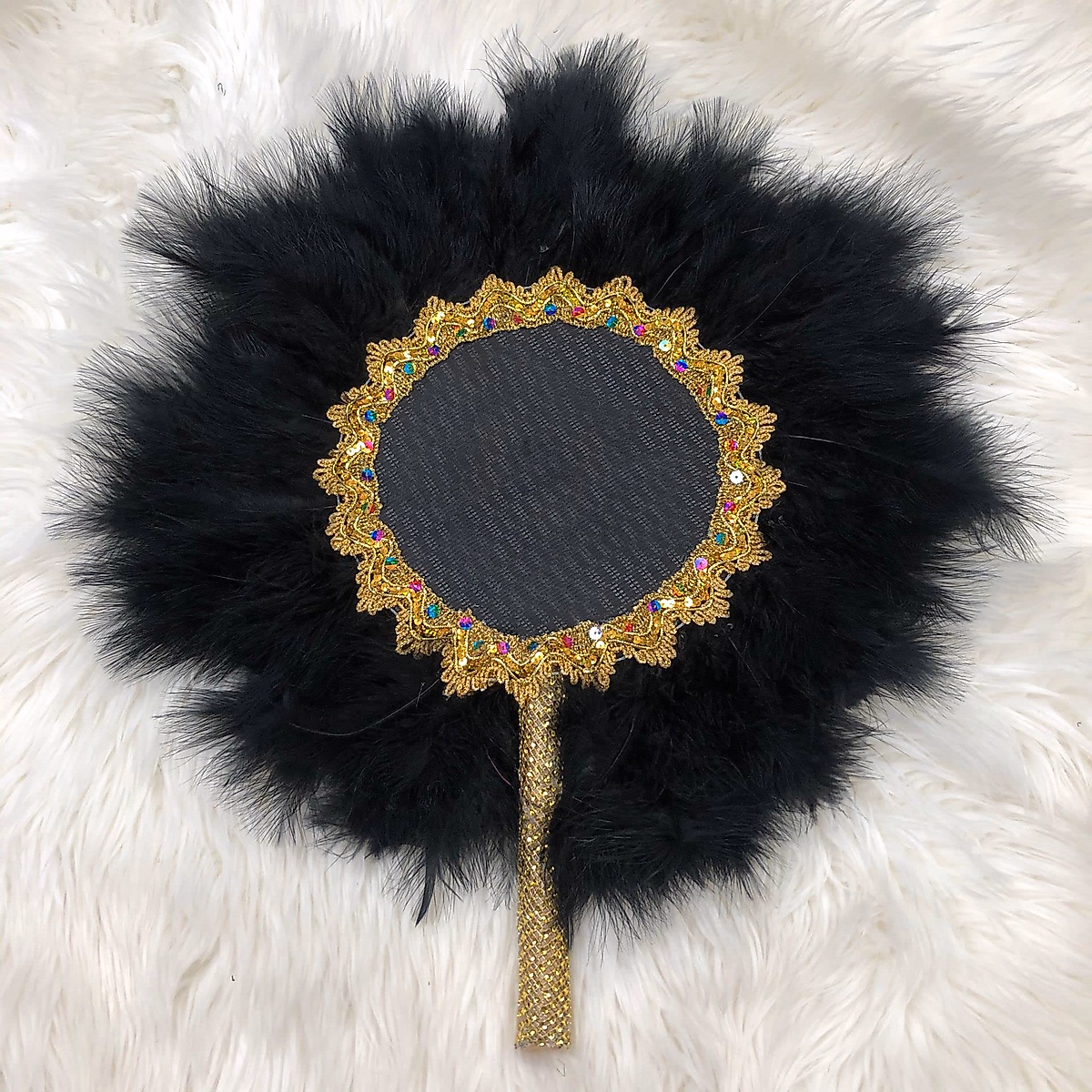 1pcs One-Side African Turkey Feather Hand Fan for Bridal Wedding Handmade Nigerian Eventaille Marriage Hand Fan - One Sided Hand Fan