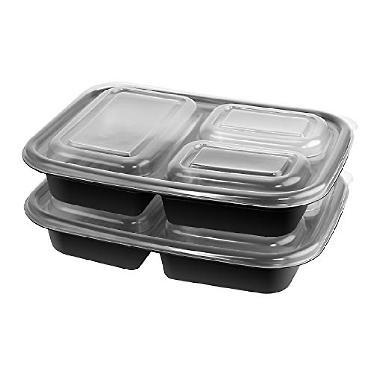 20 PIECE MEAL PREP CONTAINER KIT - 3 SECTIONS - BLACK