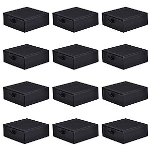 12 Pack Set Cardboard Drawer Display Jewelry Boxes, driew 3.5x3.5 1.4inch Black Gift Boxes Thick Paper Box Bulk Jewelry Gift Packaging Gift Case Sponge Insert and Lids Small Kraft Paper Box for Rings Pendants Earrings Necklaces