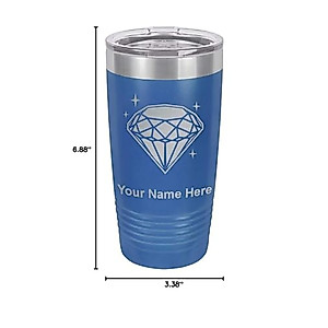 LaserGram 20oz Vacuum Insulated Tumbler Mug, Diamond, Personalized Engraving Included (Dark Blue)