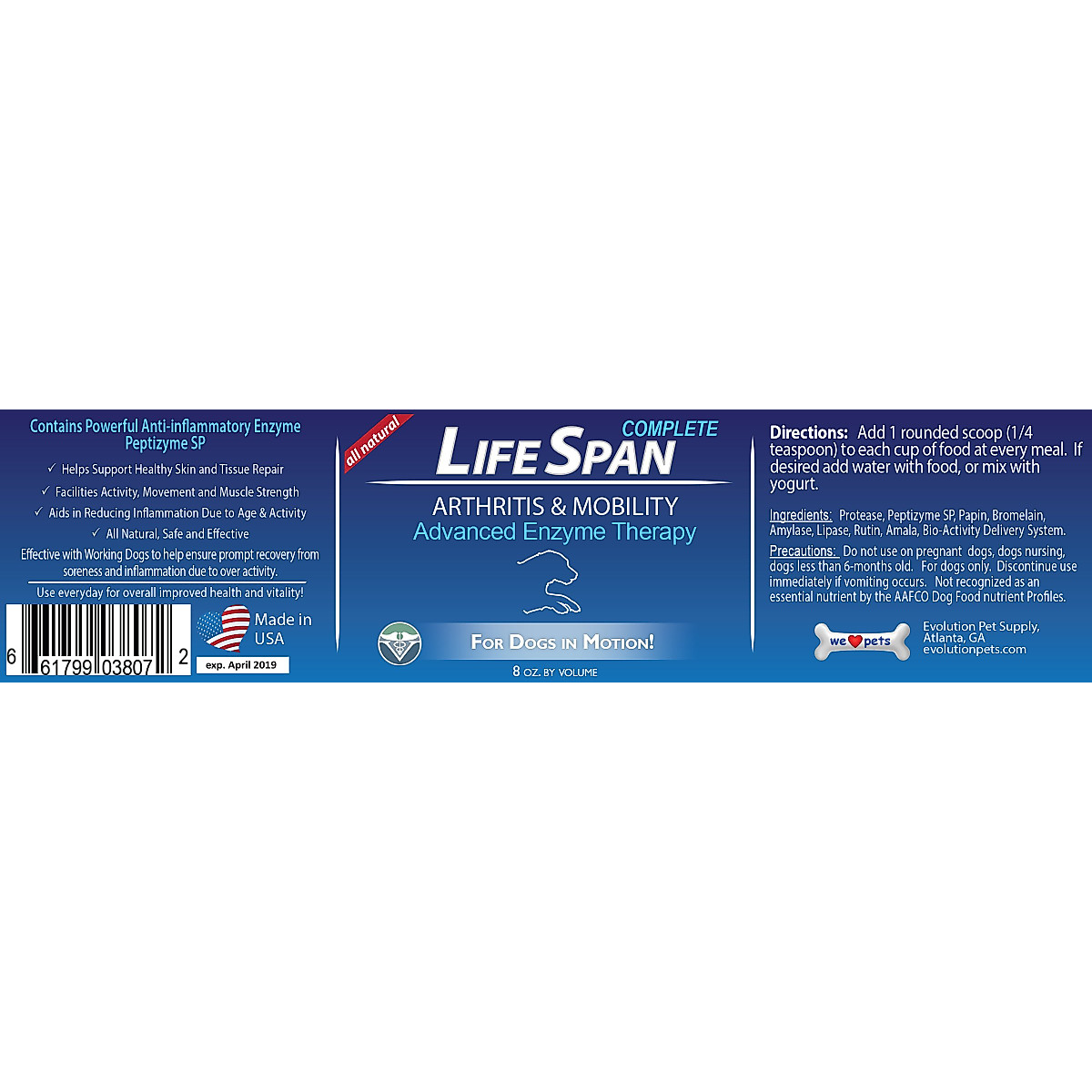 LifeSpan Systemic Enzymes for Dog Arthritis, Mobility, and Pain Relief