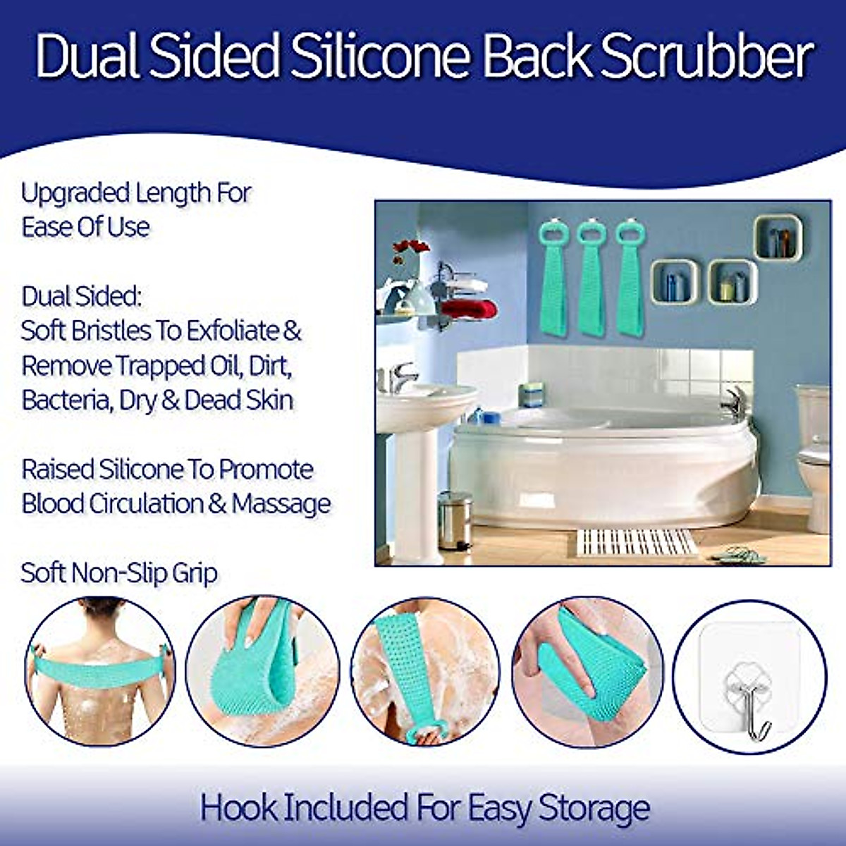 Zuzu Baba 6 Piece Full Body Spa Kit Scalp Massager Silicone Back Scrubber Facial Cleanser Nail Brush Hair Catcher Multifunction Women Men Kids Pets Bundle. Massage Exfoliating Cleansing.