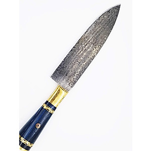 (6 7/18) DKC-533-DS-BL Grand Master Chef Knife Blue Handle Damascus Steel DKC Knives 16.8 oz 12" Long 7.5" Blade (Blue Handle Damascus Blade)