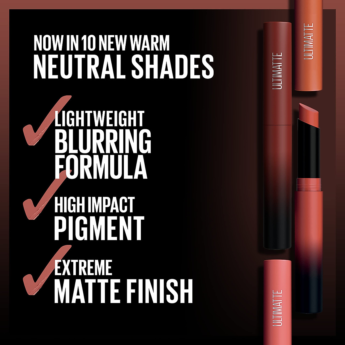 Maybelline Color Sensational Ultimatte Matte Lipstick, Non-Drying, Intense Color Pigment, More Honey, Dirty Peach, 1 Count