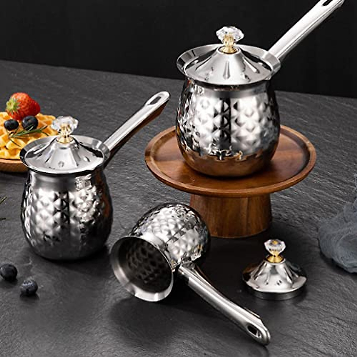 UPKOCH 1 Pc Milk Warmer Pot Saucepan: Stainless Steel Milk Steaming Pitcher Butter Warming Pot Turkish Coffee Pot Hot Chocolate Pot for Home Kitchen
