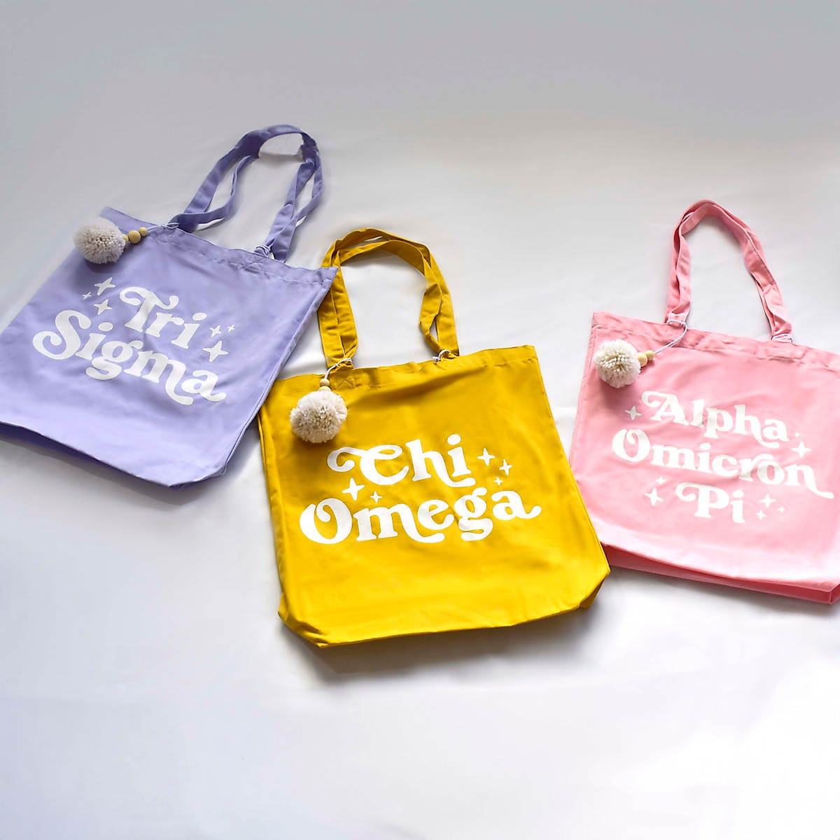 Sorority Shop Alpha Sigma Tau Retro Pom Pom Tote Bag