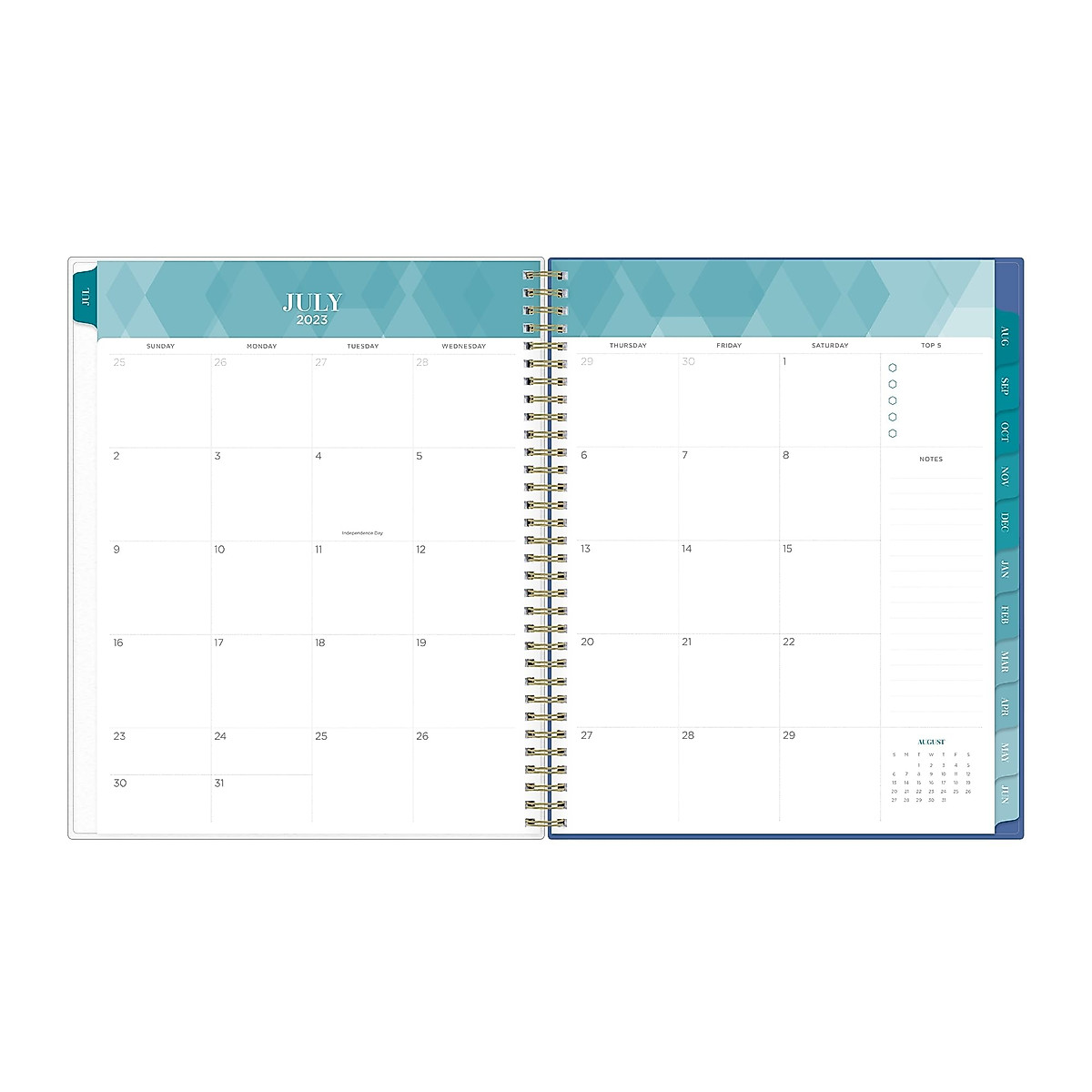 2023-2024 Blue Sky™ Inkwell Press Whirlwind Frosted Polypropylene Horizontal Weekly/Monthly Flex Academic Planning Calendar, 8-1/2" x 11", July 2023 to June 2024, 142398