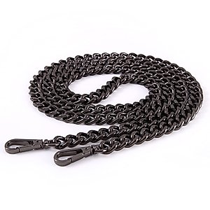 Xiazw 47'' Light Metal Crossbody Purse Chain Straps Replacement for Bag Handbag (Black)