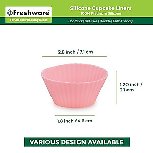 Freshware Silicone Baking Cups [24-Pack] Reusable Cupcake Liners Non-Stick Muffin Cups Cake Molds Cupcake Holder in 6 Rainbow Colors, Standard Round