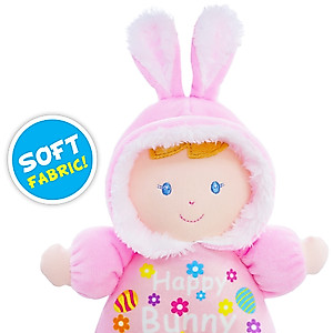 June Garden 9" My First Doll Olivia - Soft Plush Bunny Baby Doll - Easter Gift for Infants and Toddlers