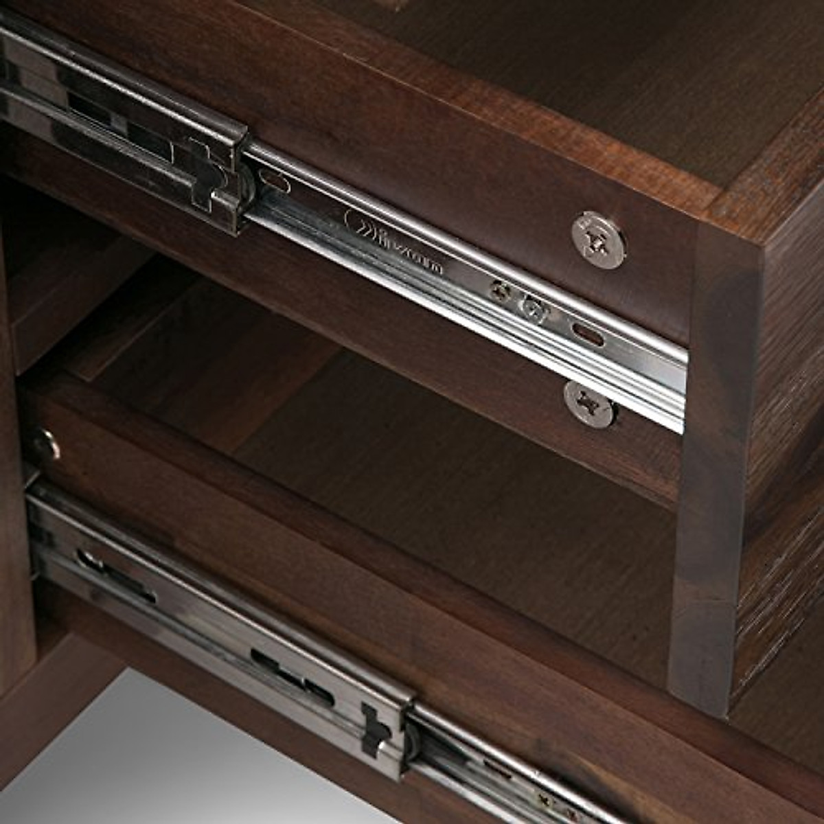 SIMPLIHOME Lowry SOLID ACACIA WOOD 60 inch Modern Industrial Sideboard Buffet and Wine Rack in Distressed Charcoal Brown features 2 Doors, 3 Drawers and 2 Cabinets with Large storage spaces