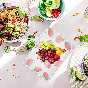 11.4" x 8.3" Plastic Serving Trays - Clear Plastic Trays, Acrylic Serving Tray, Excellent for Weddings, Buffets, Birthday Parties (Strawberry Pattern)