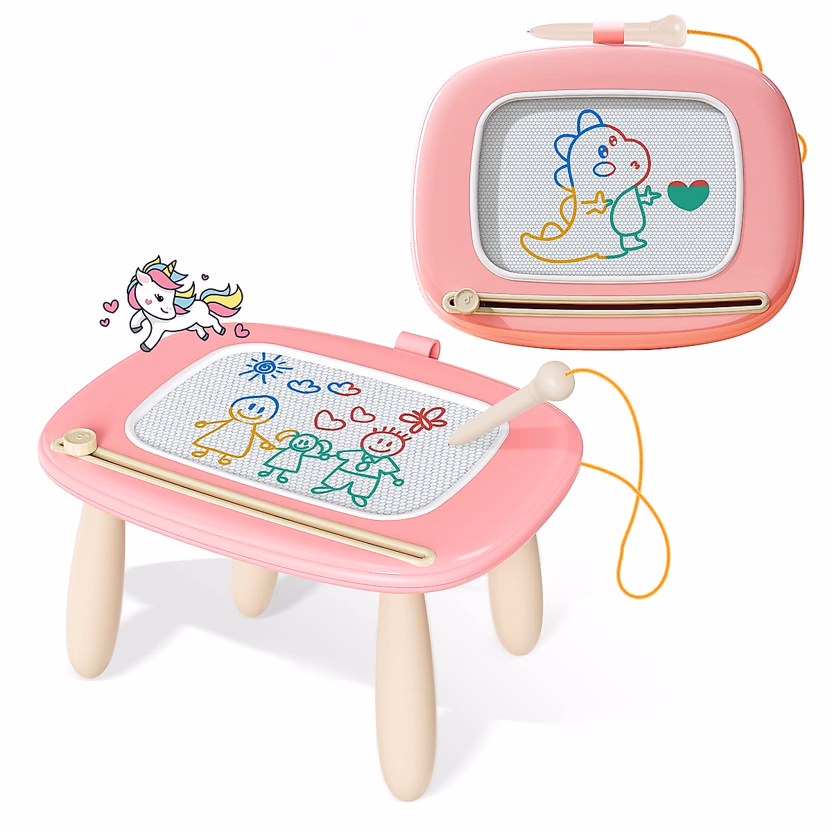 Kikidex Magnetic Drawing Board, Toddler Girl Toys for 1-2 Year Old, Doodle Board Pad Learning and Educational Toys for 1 2 3 Year Old Baby Kids Birthday Gift(Soft Pink)