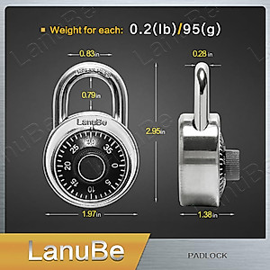 LanuBe Lock Standard Dial Combination Lock, 2 in. Wide, with Different Combinations, Black Turnplate, Pack of 16; Lock for School, Employee, Gym & Sports Locker, Case, Toolbox, Fence and so on